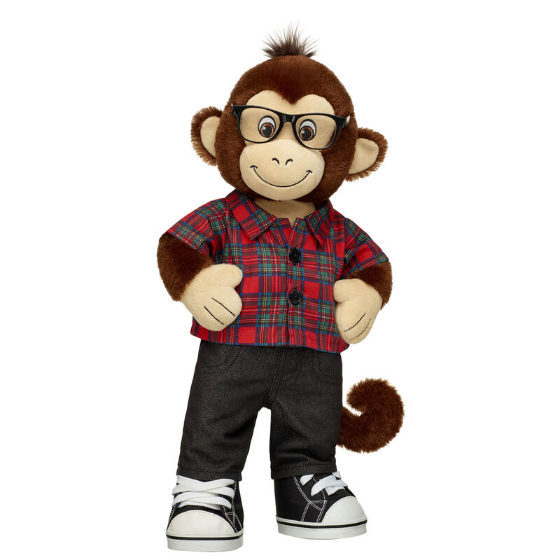 Smiley Monkey Soft Toy Tartan Gift Set | Build-A-Bear®