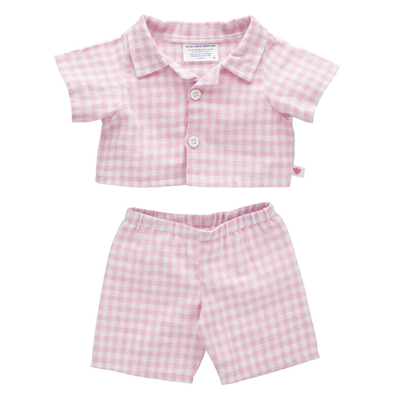 Soft Toy Pink Check PJ Set | Build-A-Bear®
